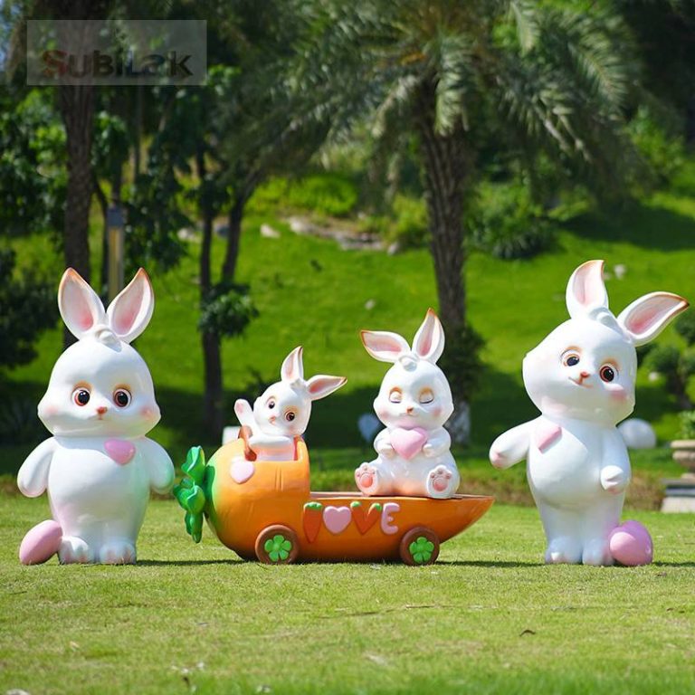 Fiberglass cartoon rabbit sculpture - Zhengzhou Subilak Sculpture